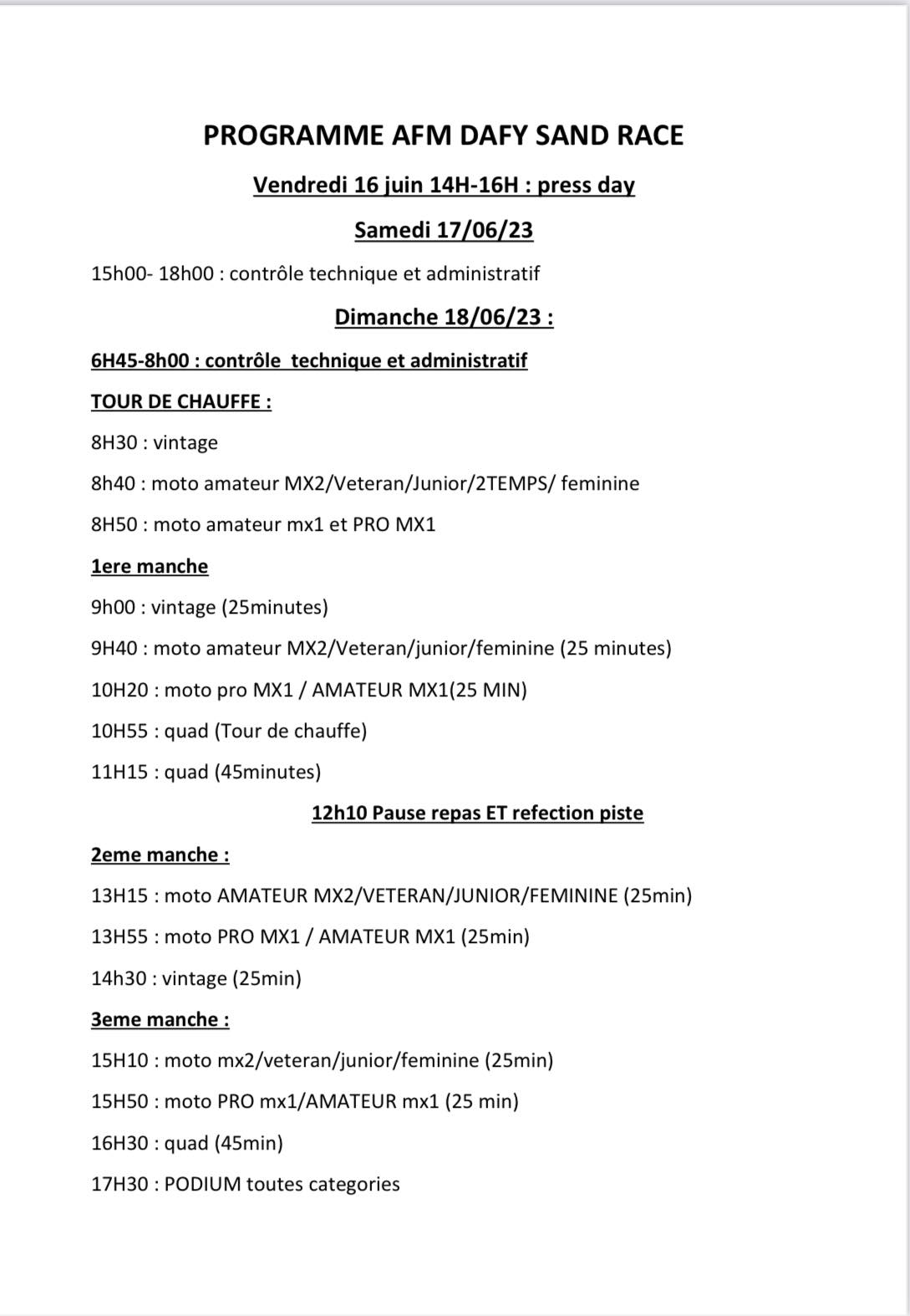 AFM DAFY SAND RACE – 18 Juin 2023